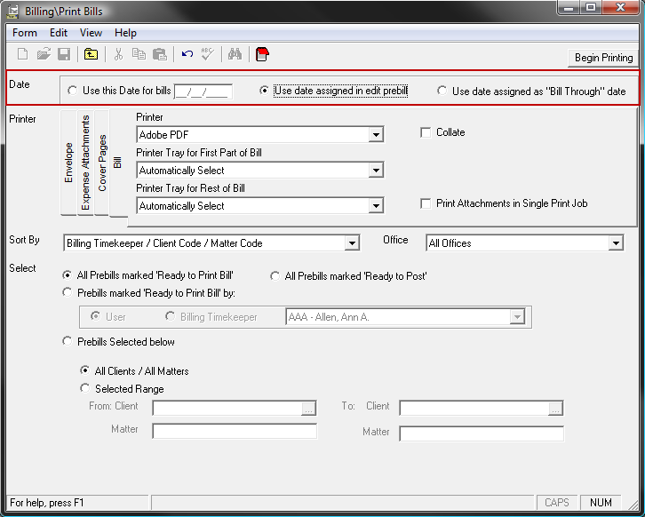 Print Bills Quick Lesson
