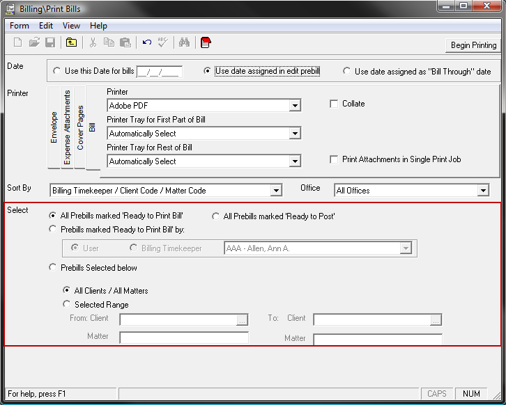 Print Bills Quick Lesson