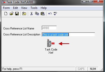 Create a New Task Code Xrefs