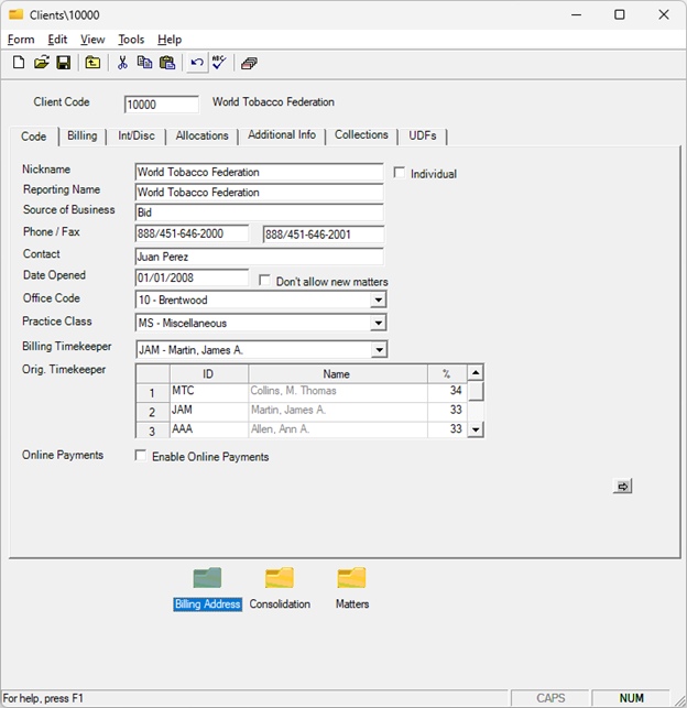Create a Client – Juris