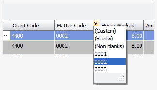 Filter data by a grid column